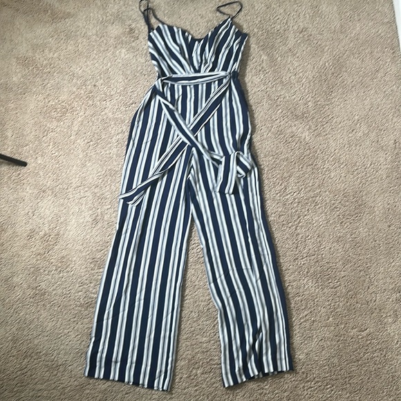 Lauren Ralph Lauren | Pants & Jumpsuits | Lauren Ralph Lauren Belted Romper Women Blue And White ...